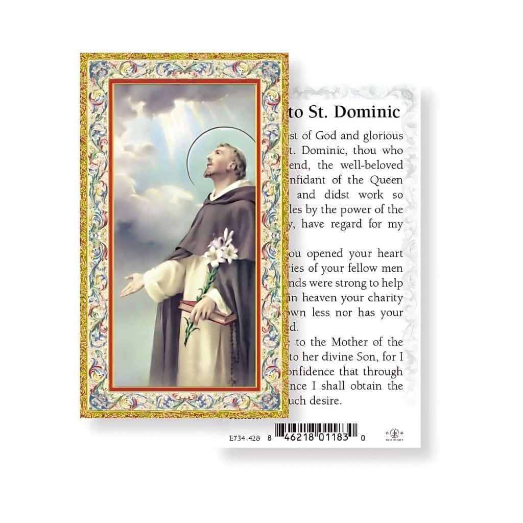 Saint Dominic de Guzman Prayer Holy Cards 100pcs by Fratelli Bonella – Heavenly Divine Rosaries