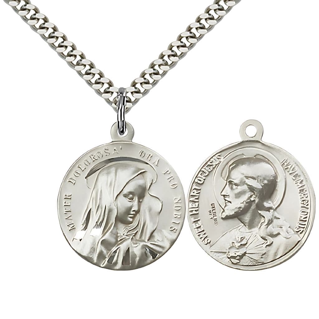 Mater Dolorosa & Sacred Heart Sterling Silver Medal | Bliss – Heavenly ...