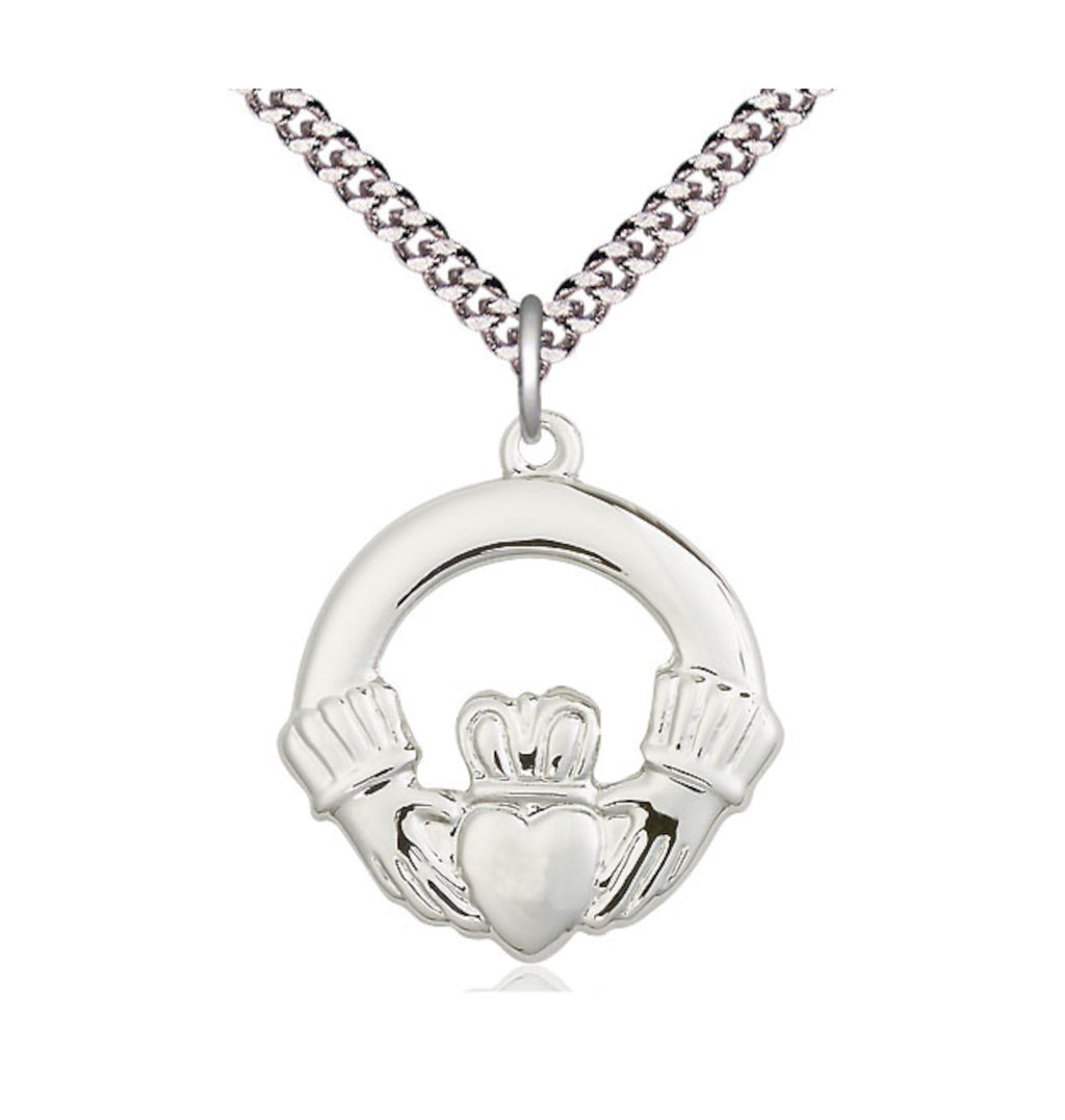 Bliss Sterling Silver Irish Knot Claddagh Medal Necklace – Heavenly ...