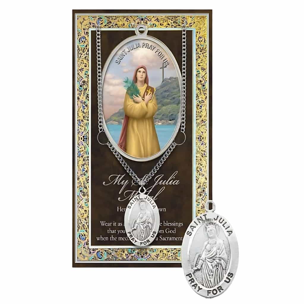 Hirten St Julia of Corsica Pewter Medal w/Biography and Prayer Pamphle ...