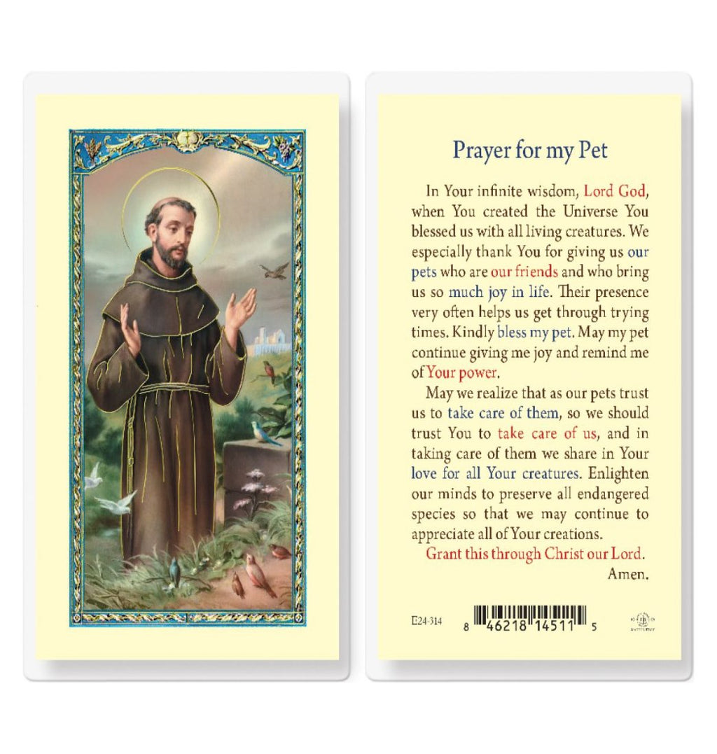 Fratelli Bonella St Francis Prayer for My Pet Laminated Holy Cards 25p ...