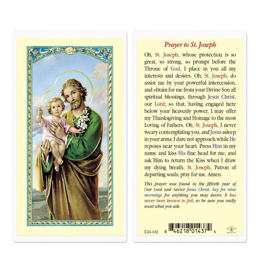 Fratelli Bonella St Joseph 50th Year Our Lord Prayer Laminated Holy Ca ...