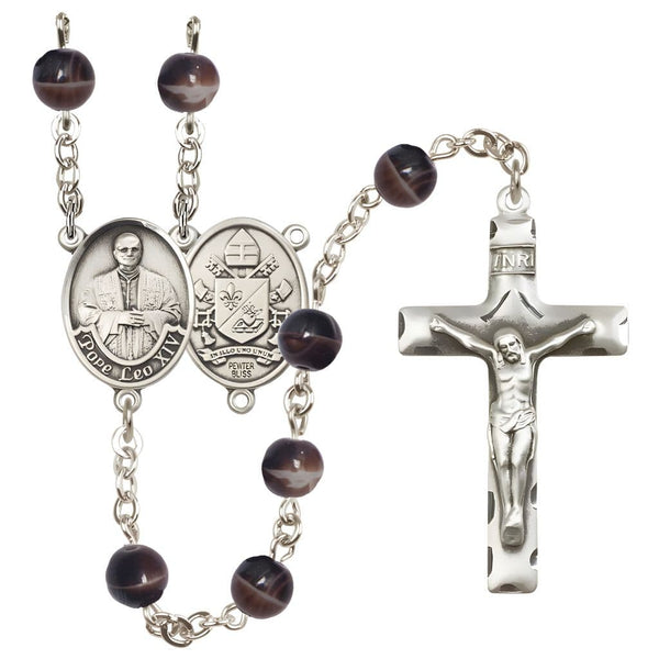 Pope Leo XIV 7mm Brown Bead Rosary - Bliss USA – Heavenly Divine Rosaries
