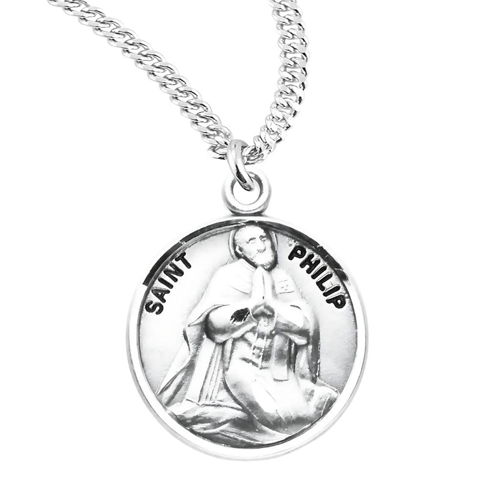 St. Philip Round Sterling Silver Medal Necklace - HMH Religious ...