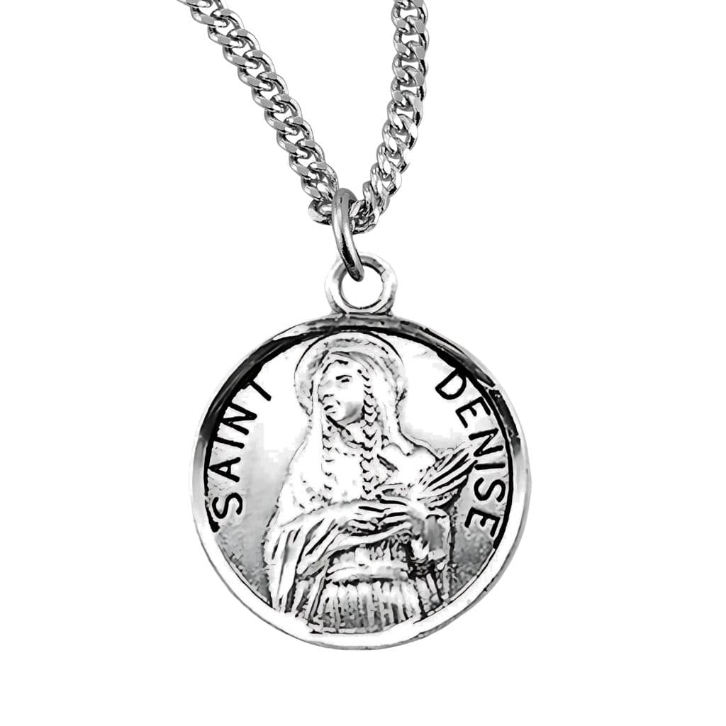 St. Denise Round Sterling Silver Medal Necklace - HMH Religious ...