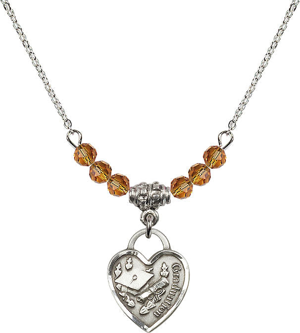 Bliss Sterling Silver Graduation Heart 4mm Beaded Necklace – Heavenly ...